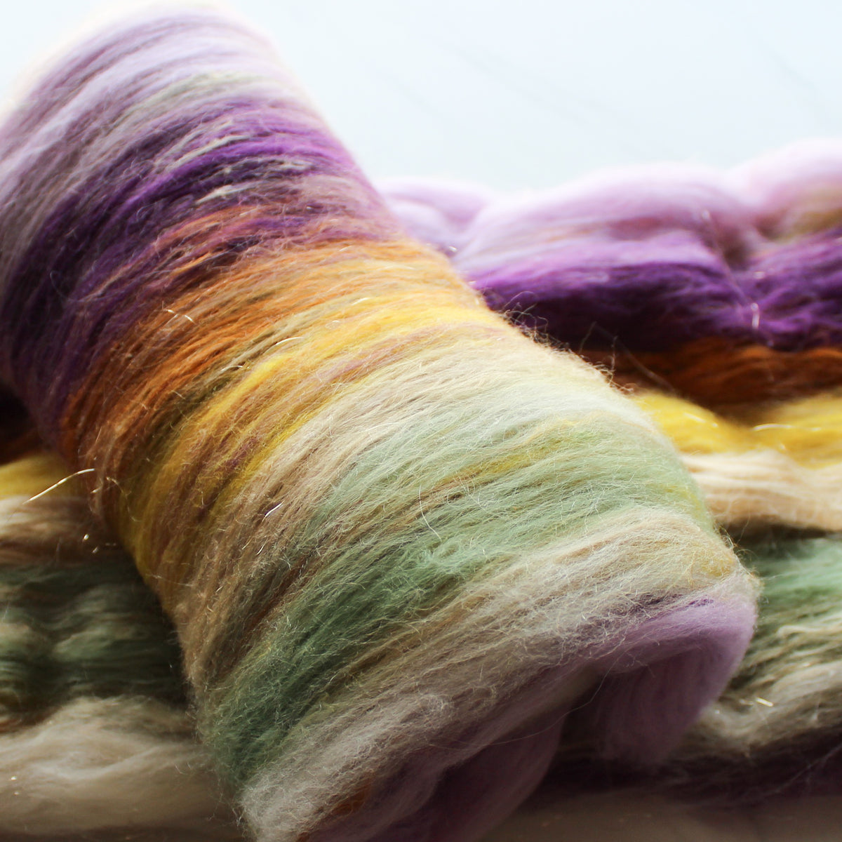 PURPLE IRIS Art Batts to Spin or Felt made by Purple Lamb